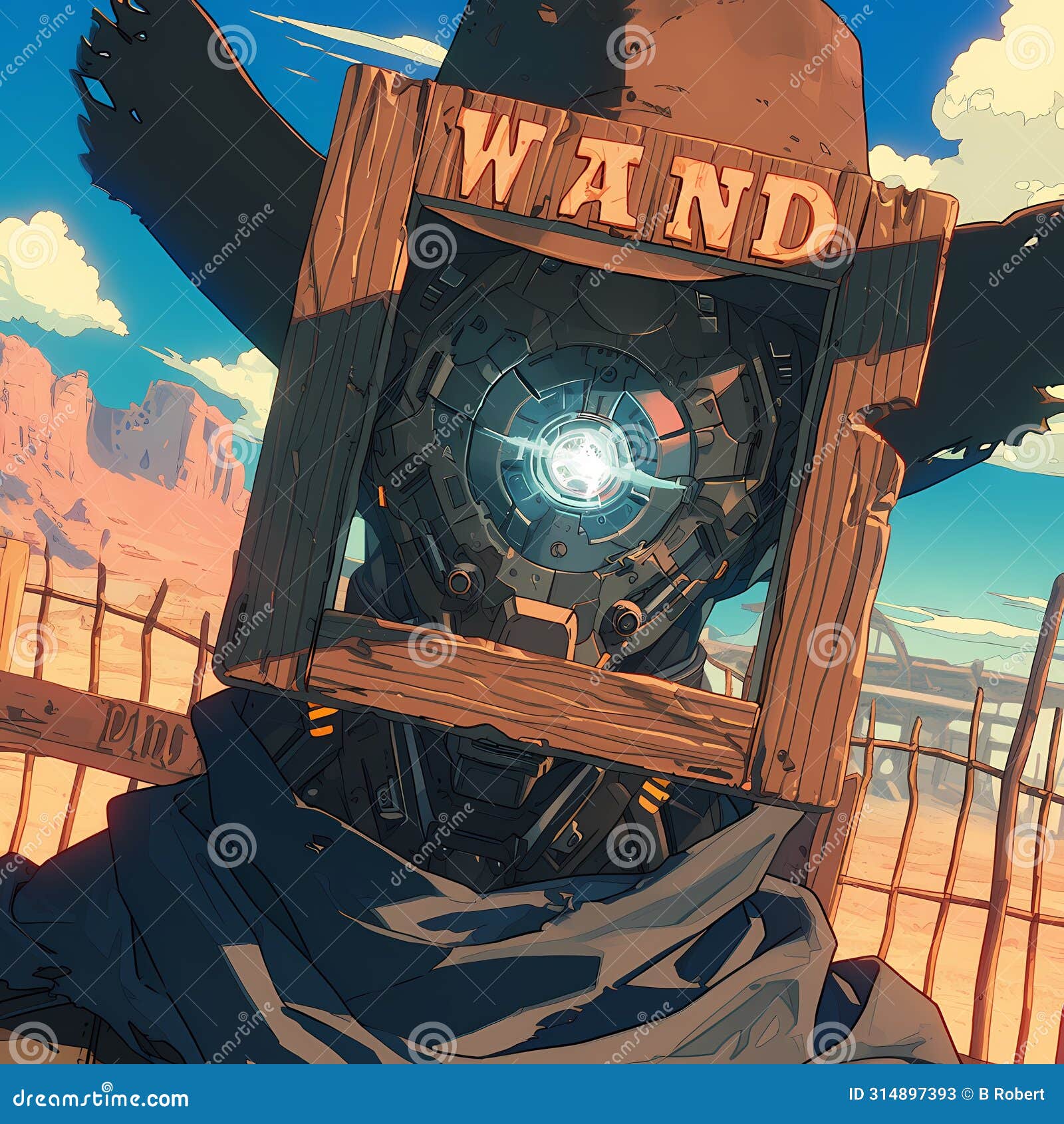 Robotic Outlaw in a Desert Western: Adventure Awaits! Stock ...