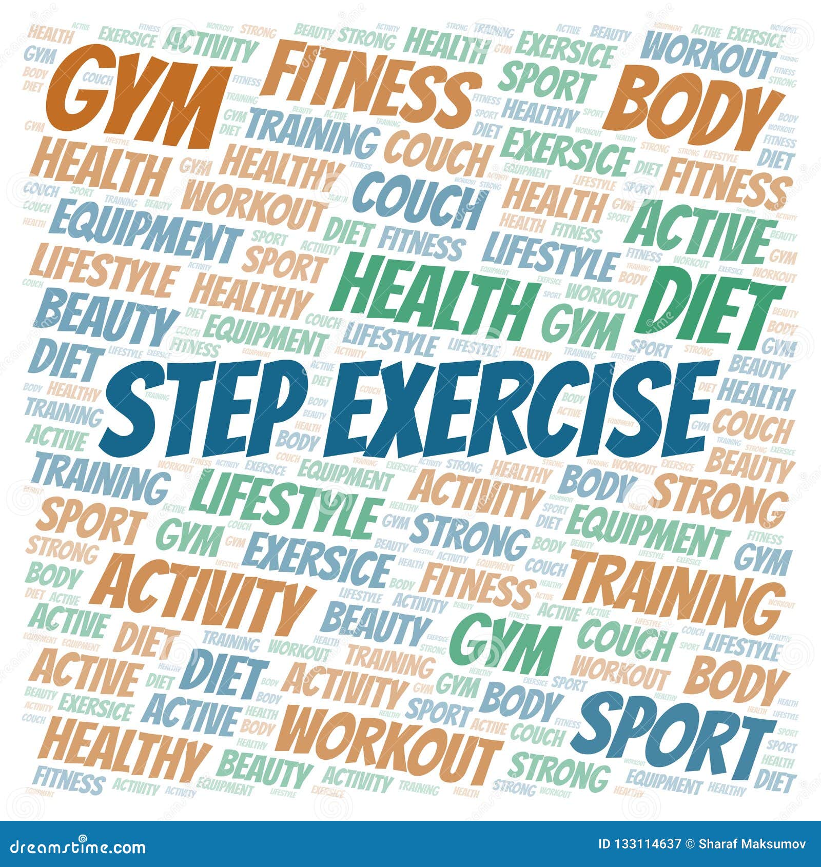 Step Exercise word cloud stock illustration. Illustration of healthy ...