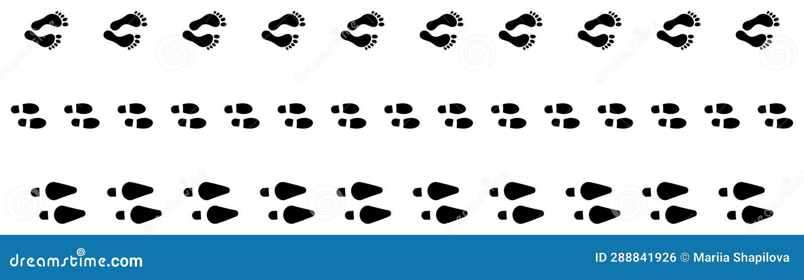 Step Footprints Paths Icon. Human Prints Foot Barefoot Symbol. Sign ...