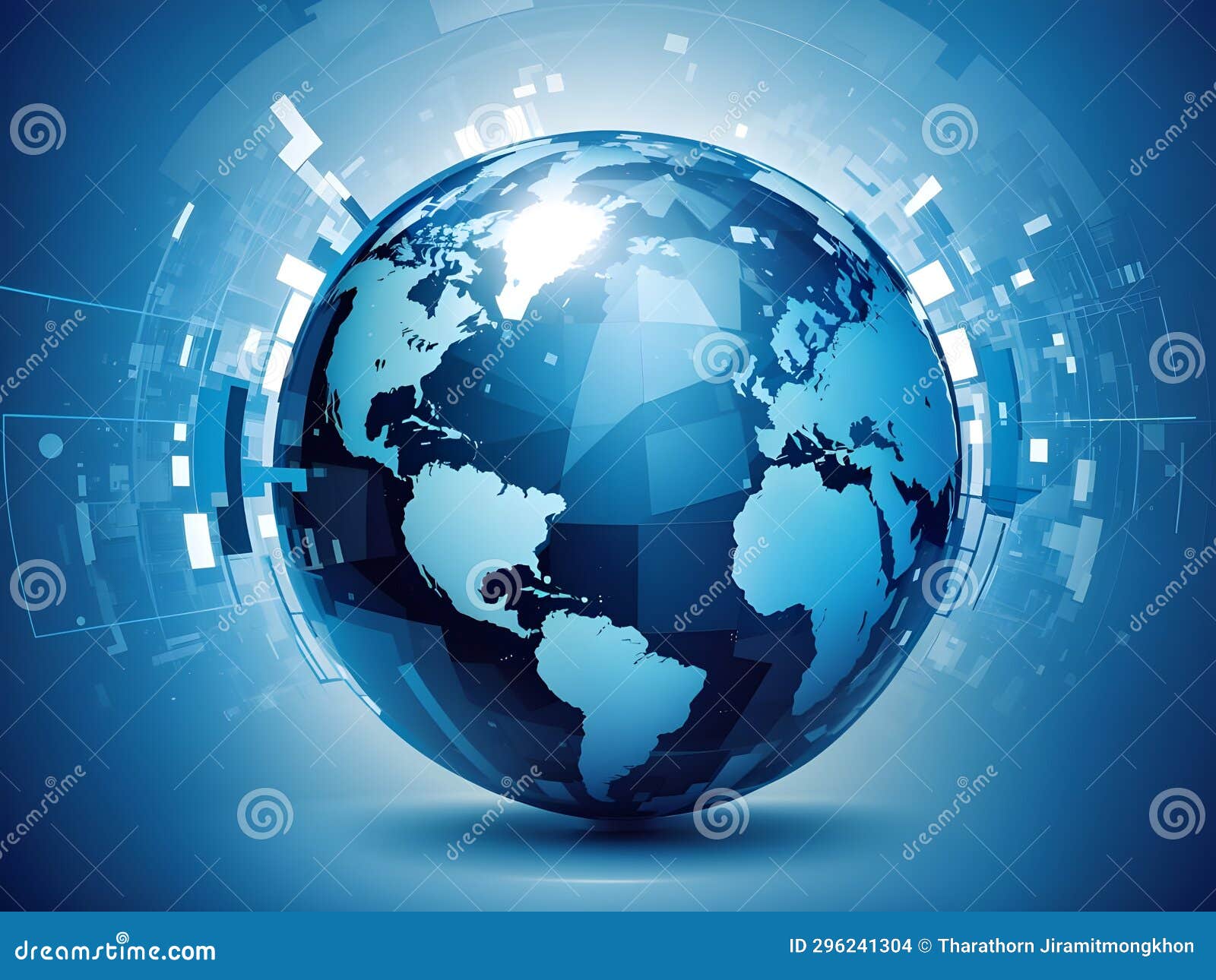 Abstract Tech World: Blue Globe Vector On Digital Background Stock ...