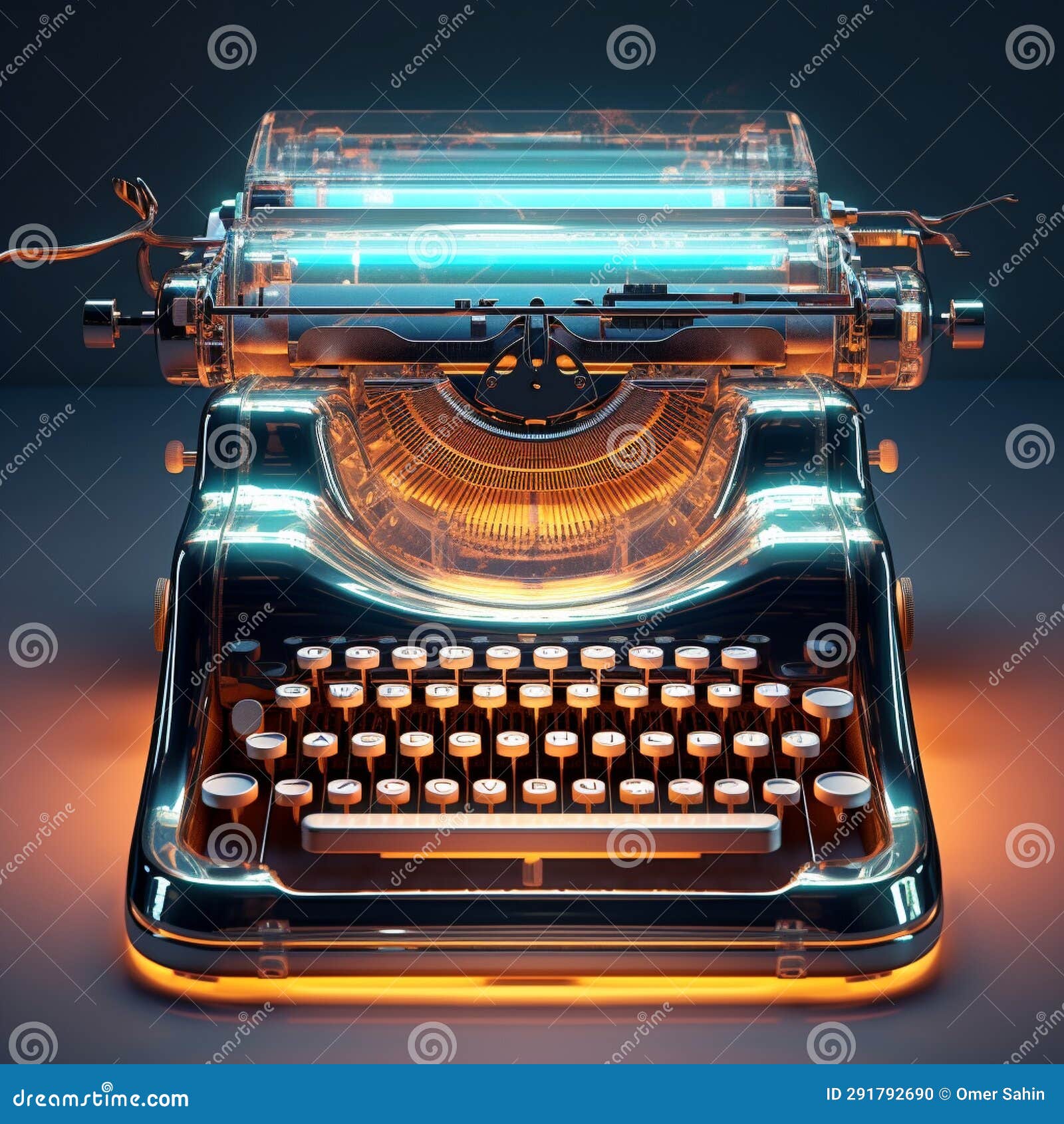 Vintage Typewriter Transformed into a Futuristic Machine Stock Photo ...