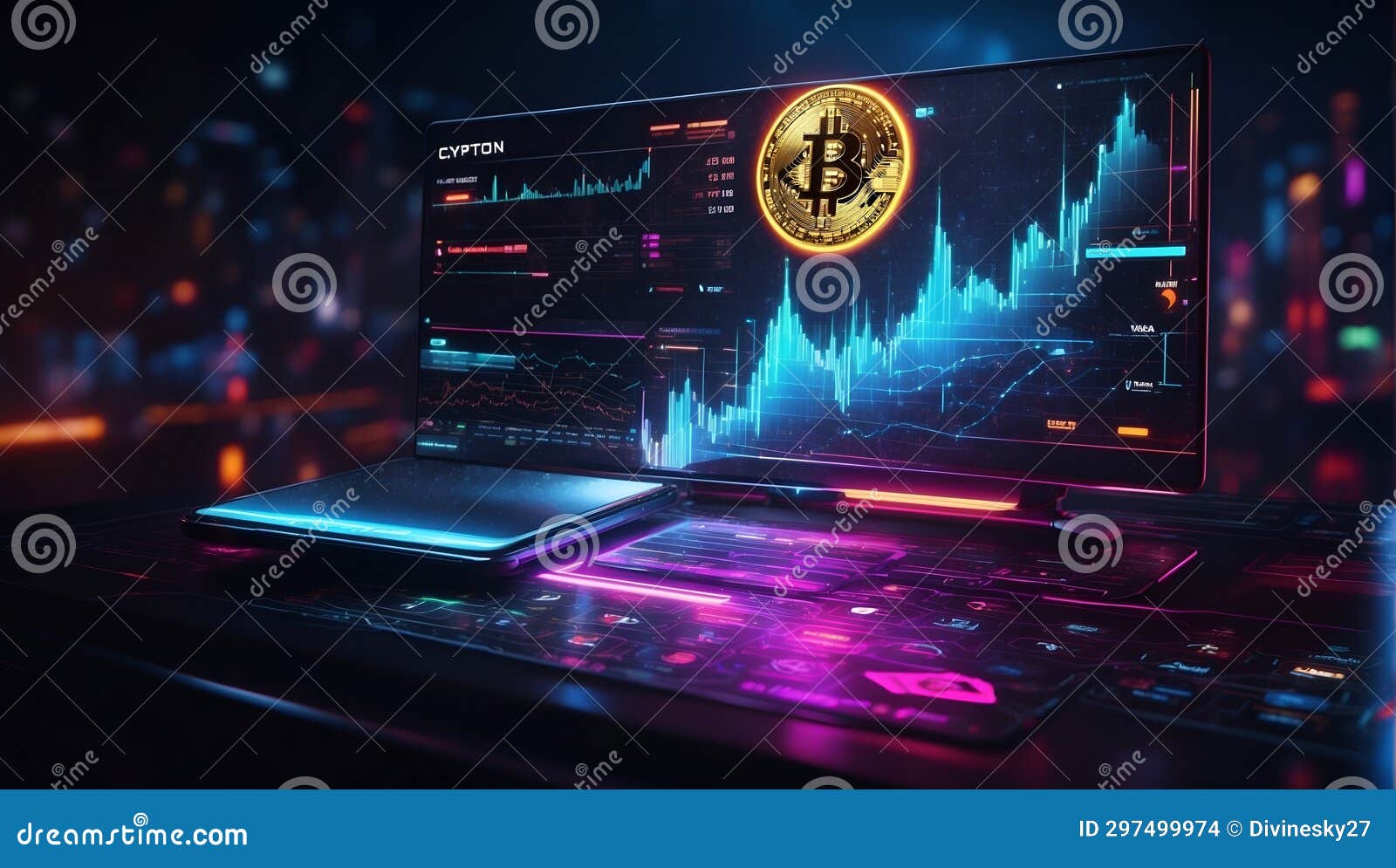 Cyberpunk Crypto Hub: Futuristic Website Interface. Ai Generated Stock ...