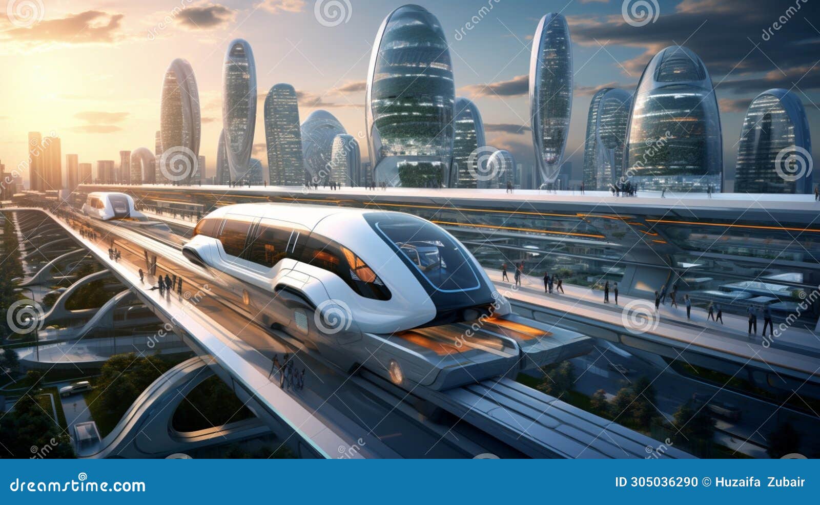 A Rendering of a Transportation Hub with Magnetic Autonomous Vehicles ...