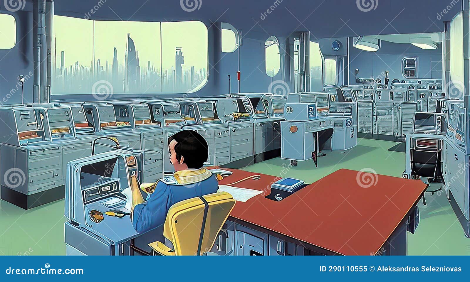 The Futuristic Office: Revolutionizing Work with Smart Computers Stock ...