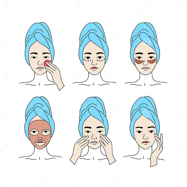 Step by Step Girl Doing Face Mask Stock Photo - Image of girl, mask ...