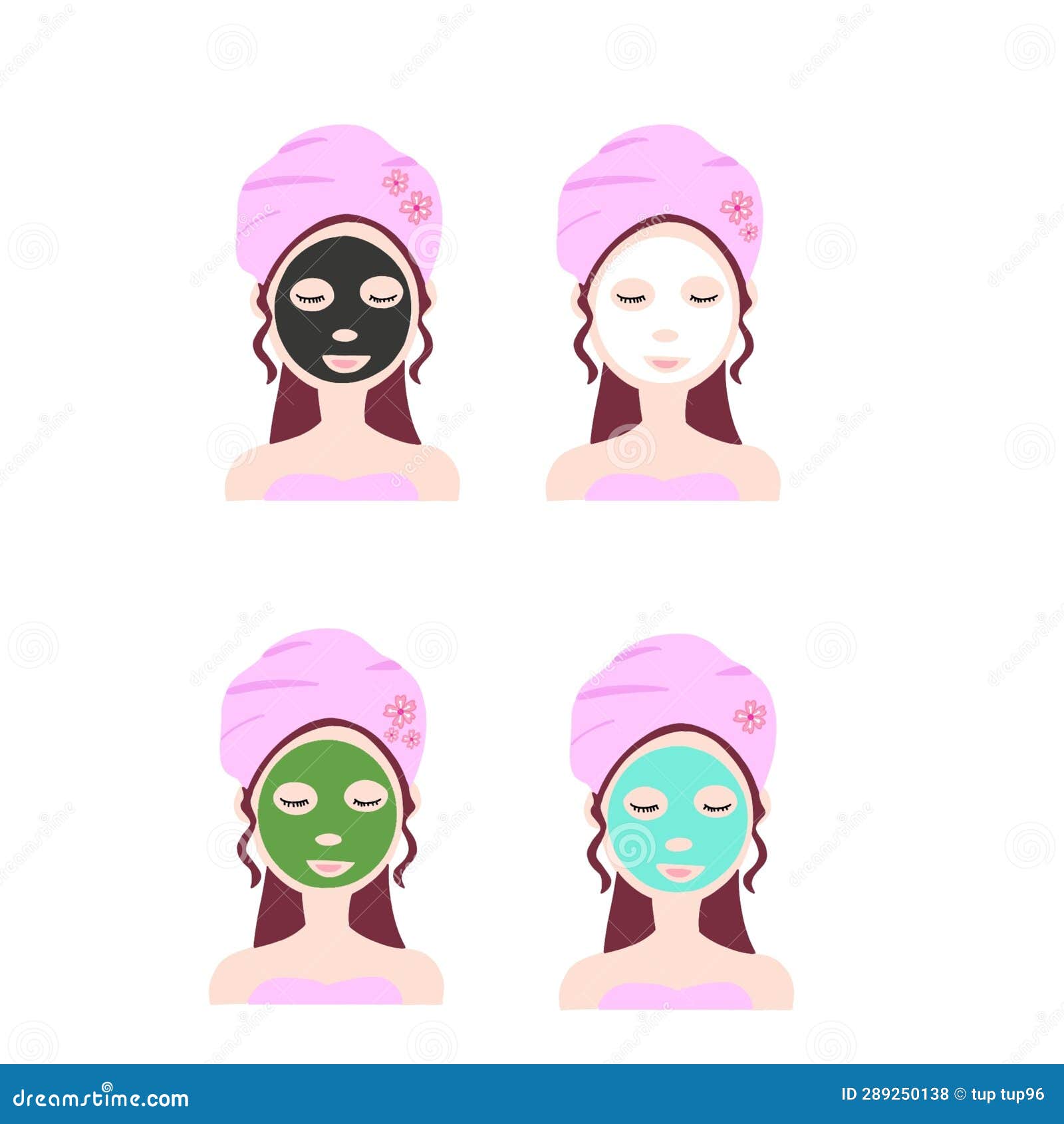 Step by Step Girl Doing Face Mask Stock Illustration - Illustration of ...