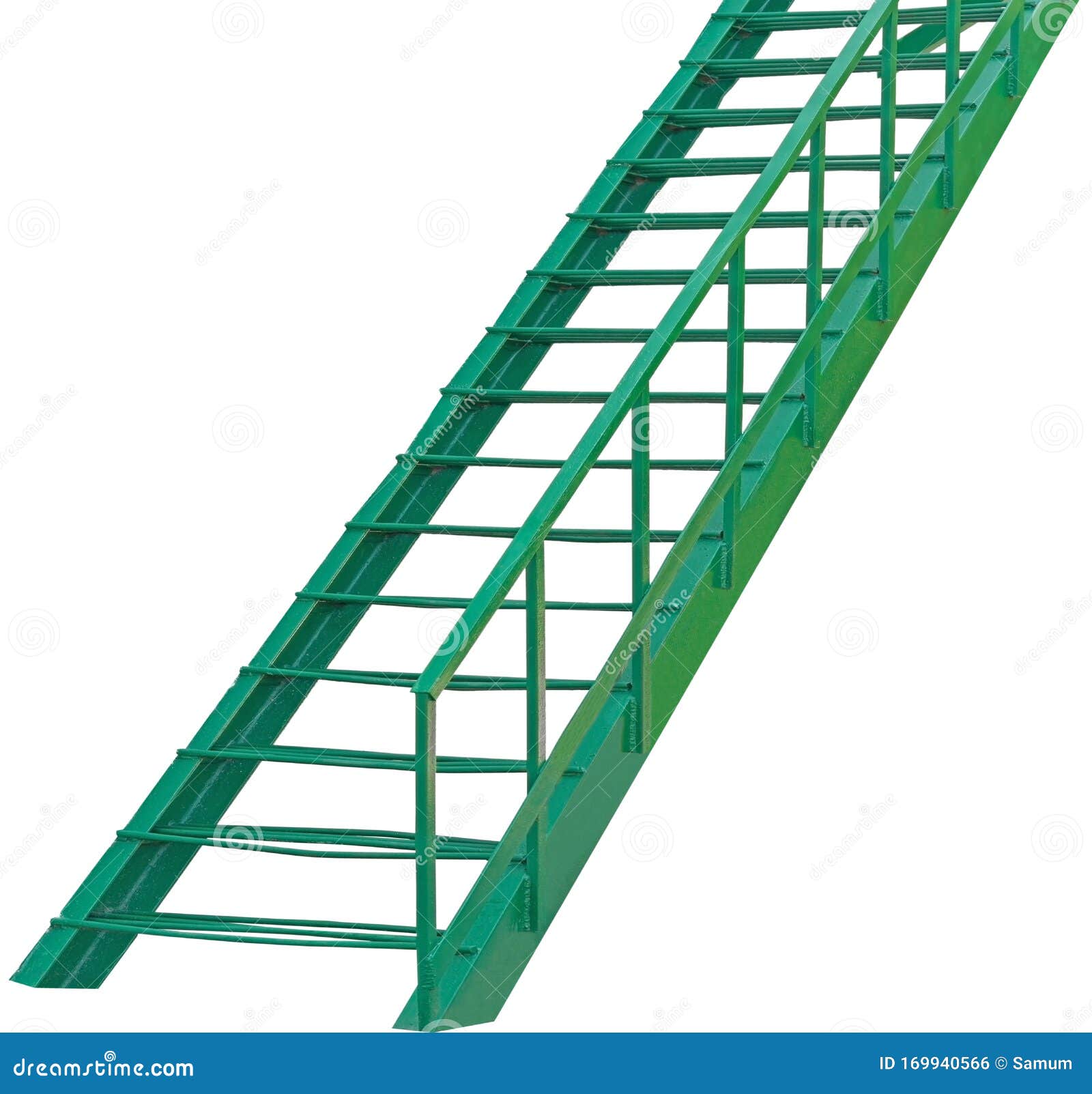 Step Green Metal Ladder on White Stock Photo - Image of pattern ...