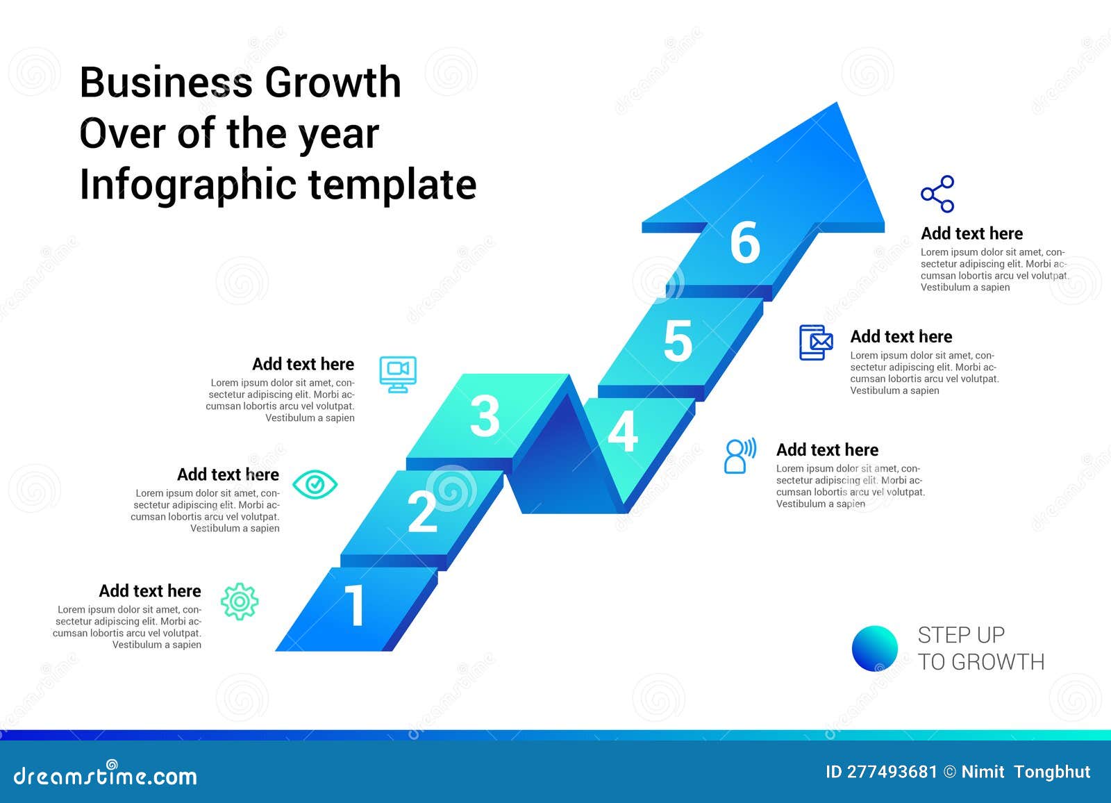 6 Step Growth Arrow Infographic Stock Vector - Illustration of finance ...