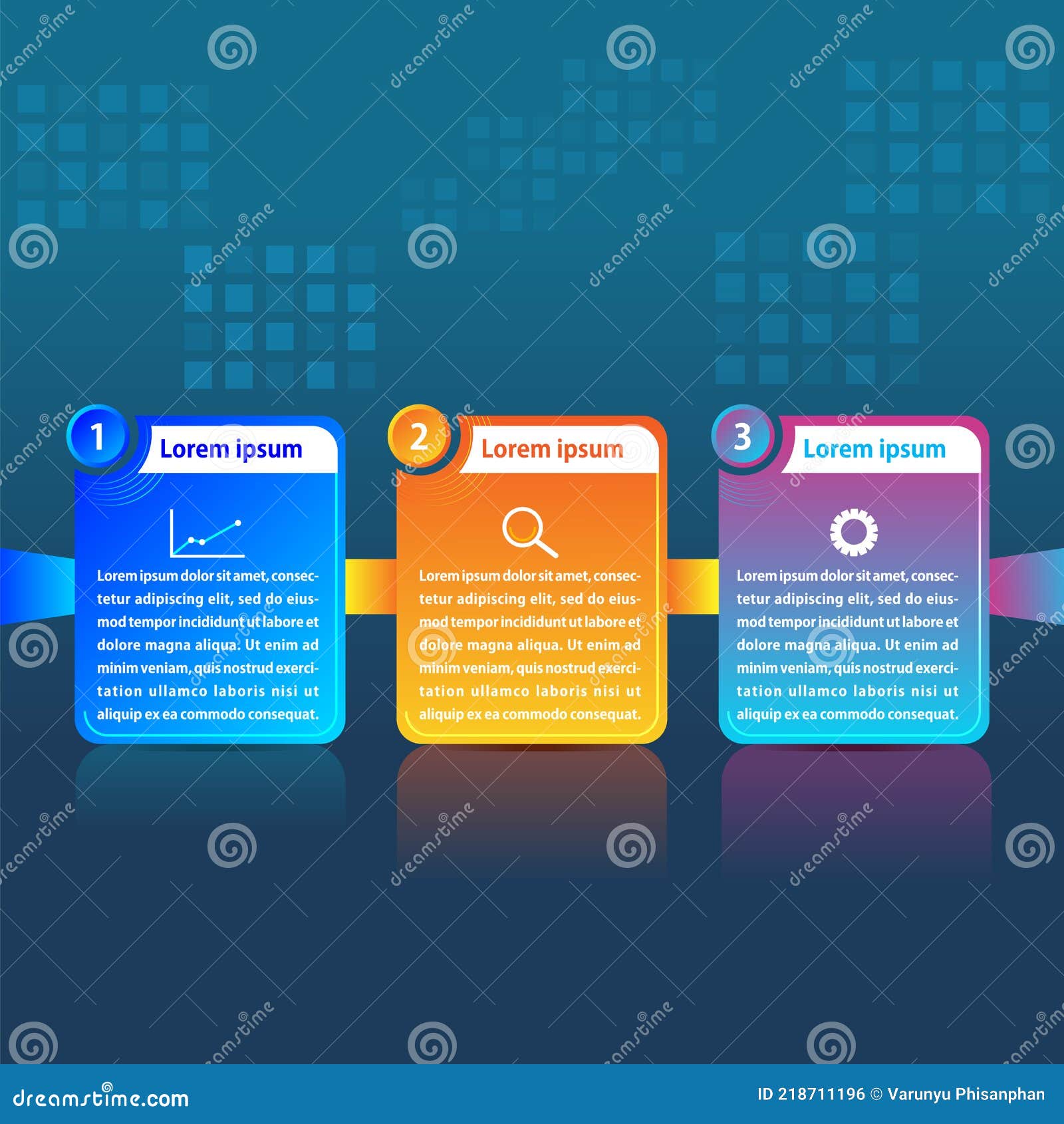 3 Step Icon Infographic And Background Template Design. Vector ...