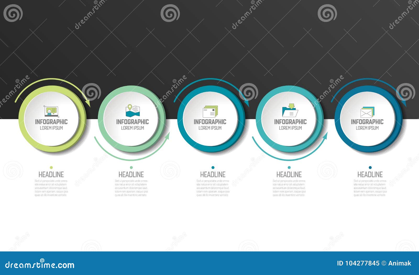 Set Of Infographic Circles, Process Charts, Cycle Diagrams With 3, 4, 5 ...