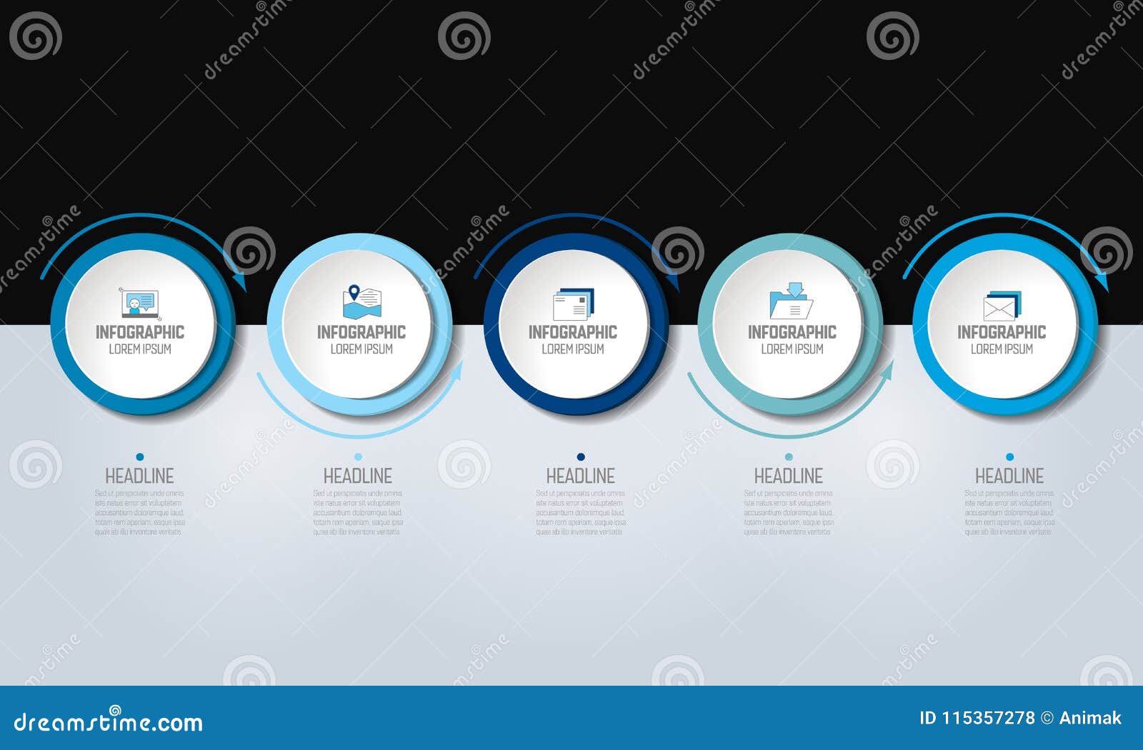 Set Of Infographic Circles, Process Charts, Cycle Diagrams With 3, 4, 5 ...