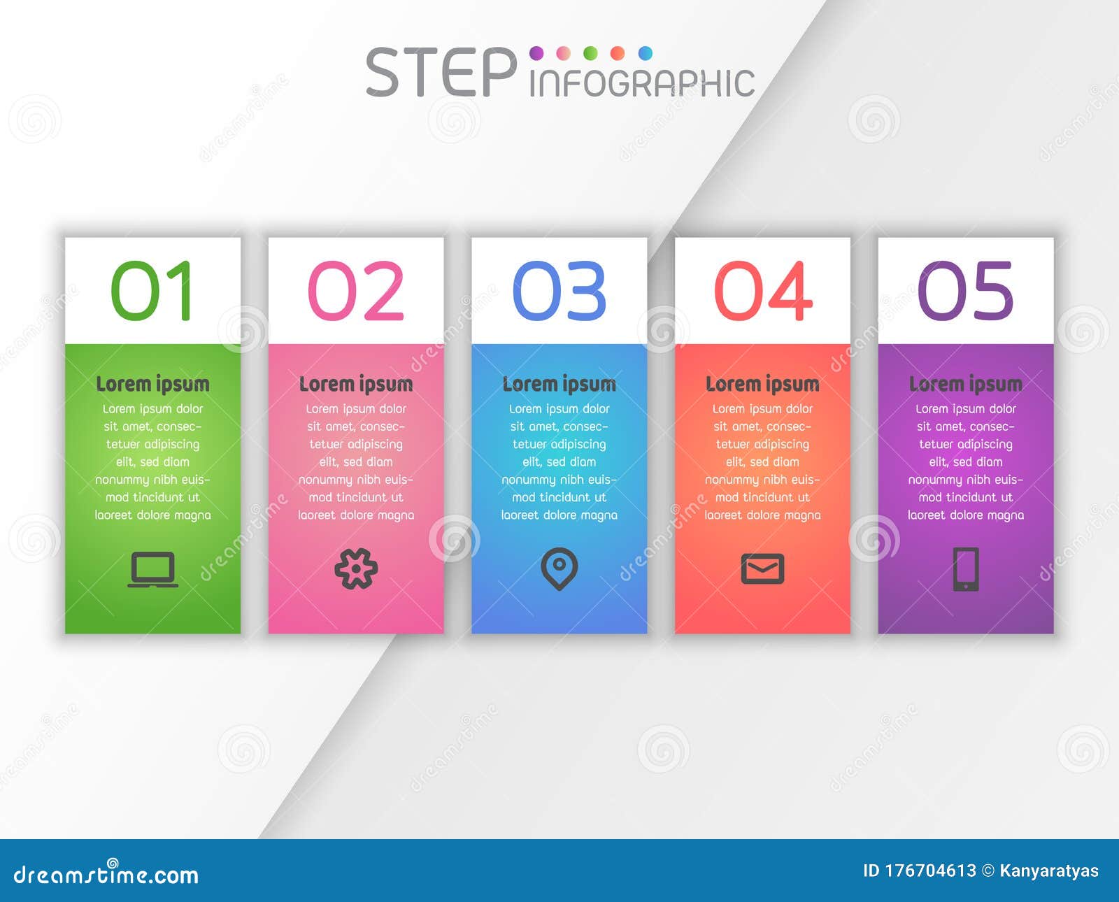Step Infographic Elements on Grey Background Stock Vector ...