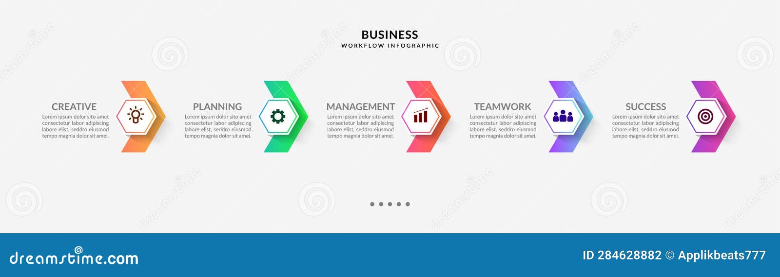 Step Infographic with Multiple Options Workflow, Colorful Business ...