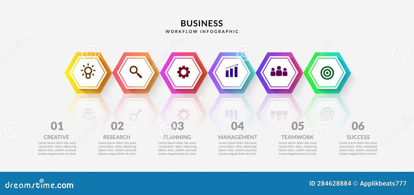 Step Infographic with Multiple Options Workflow, Colorful Business ...