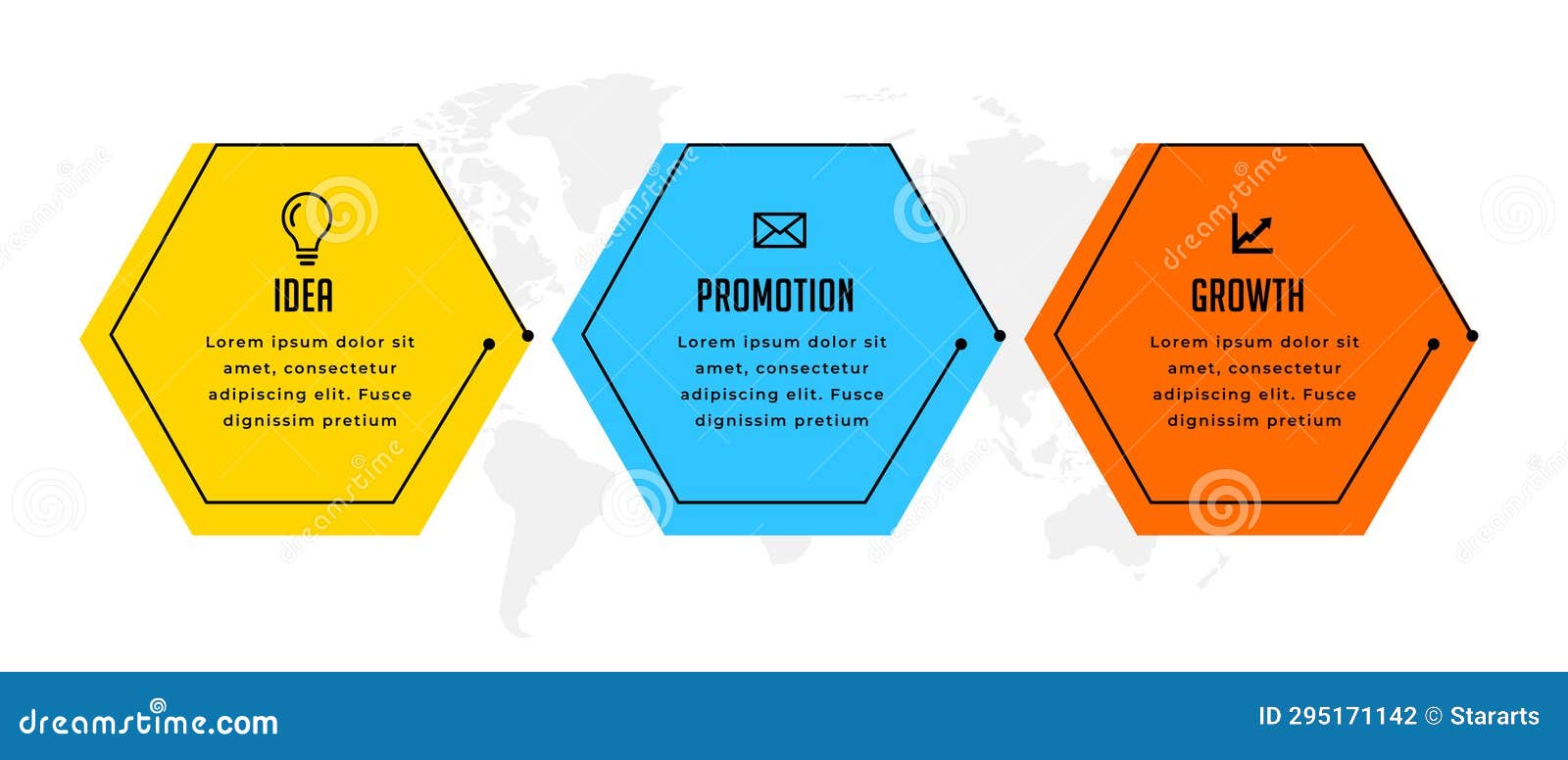 3 Step Infographic Option Chart Template with World Map Design Stock ...