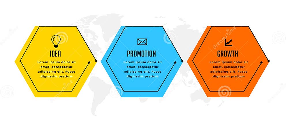 3 Step Infographic Option Chart Template with World Map Design Stock ...