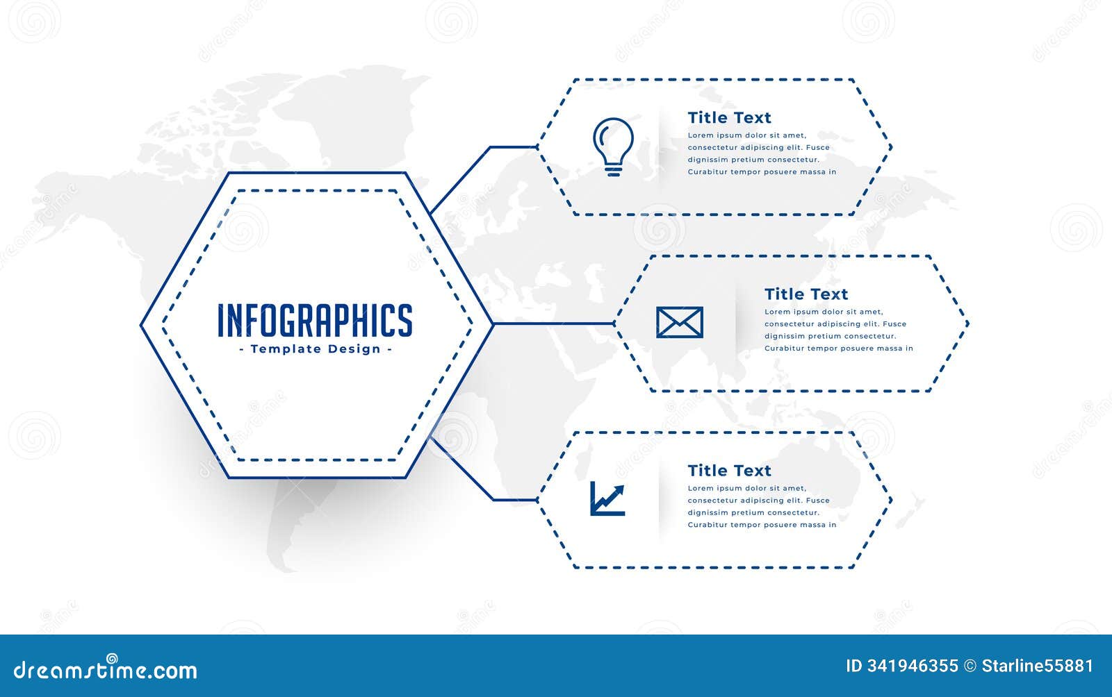 3 Step Infographic Success Chart Template with World Map Design Stock ...
