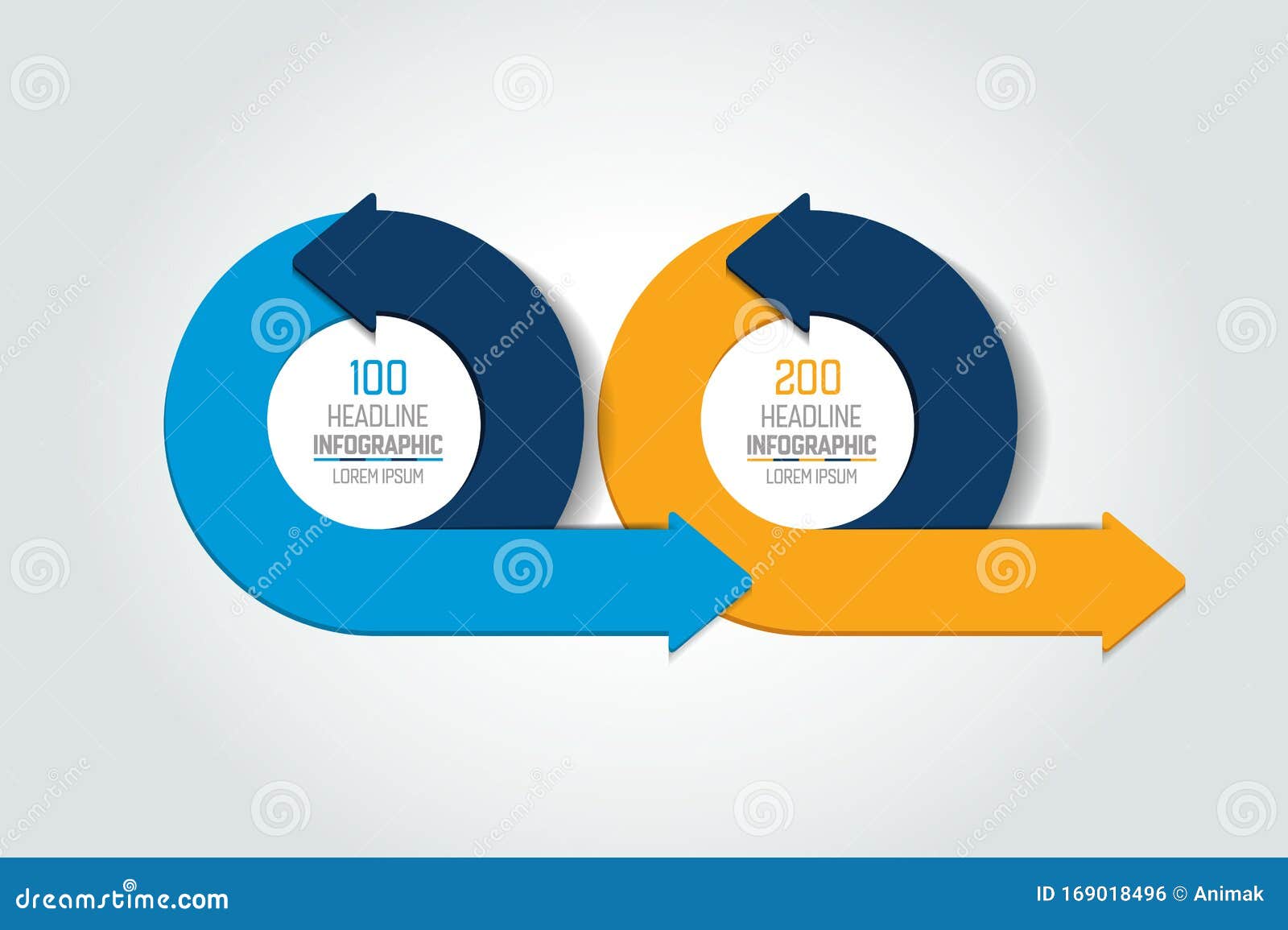 3 Step Infographic. Three Circle Arrows Template, Diagram, Chart Stock ...