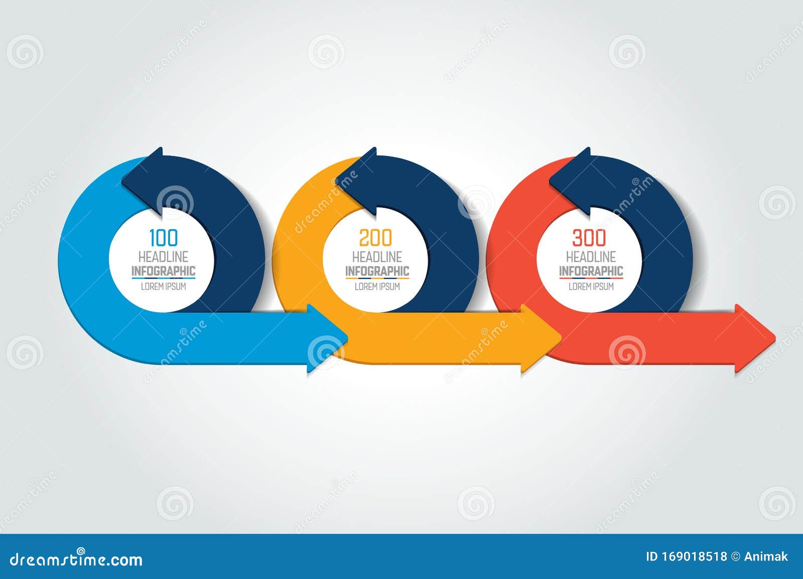 3 Step Infographic. Three Circle Arrows Template, Diagram, Chart Stock ... 3 Step Infographic. Three Circle Arrows Template, Diagram, Chart Stock ...