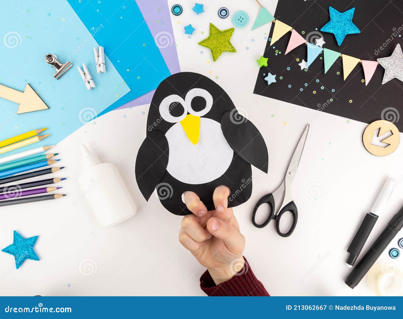 Step-by-step Instruction of Making a Penguin Out of Paper with Children ...
