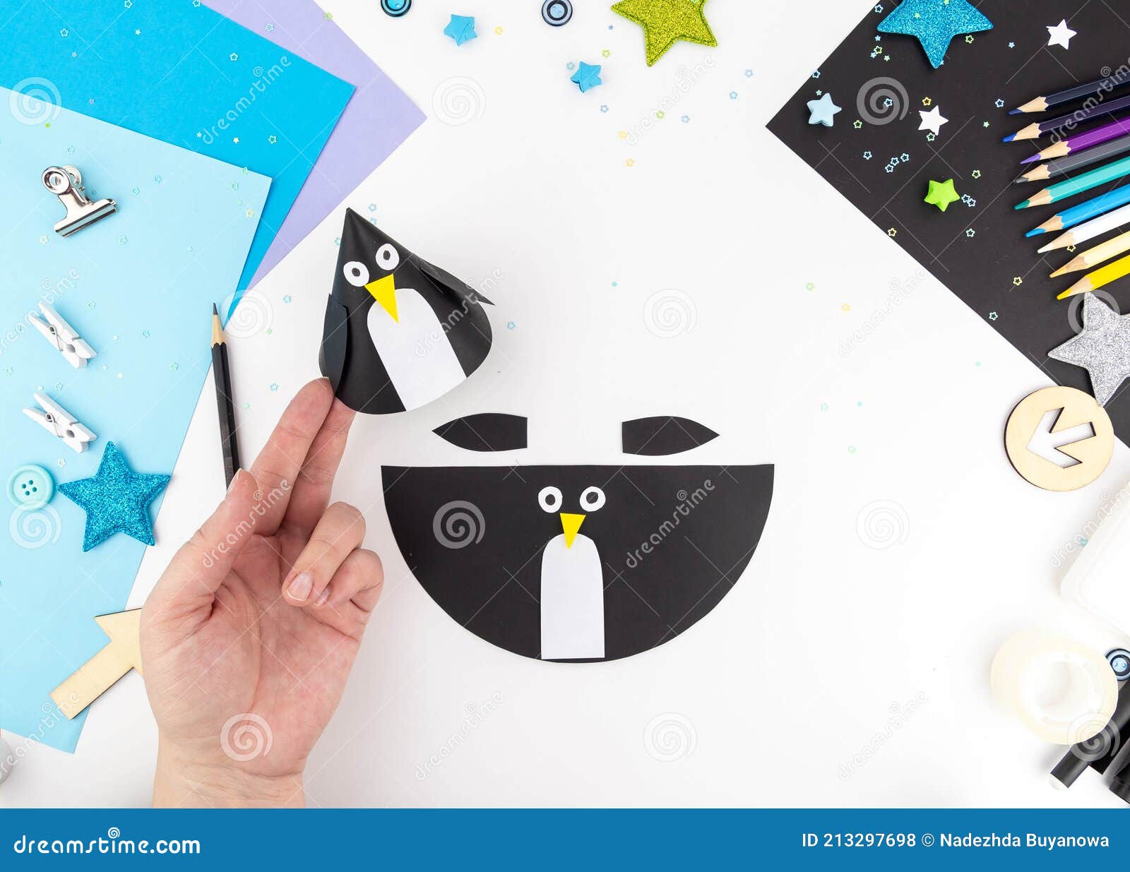 Step-by-step Instruction of Making a Penguin Out of Paper with Children ...