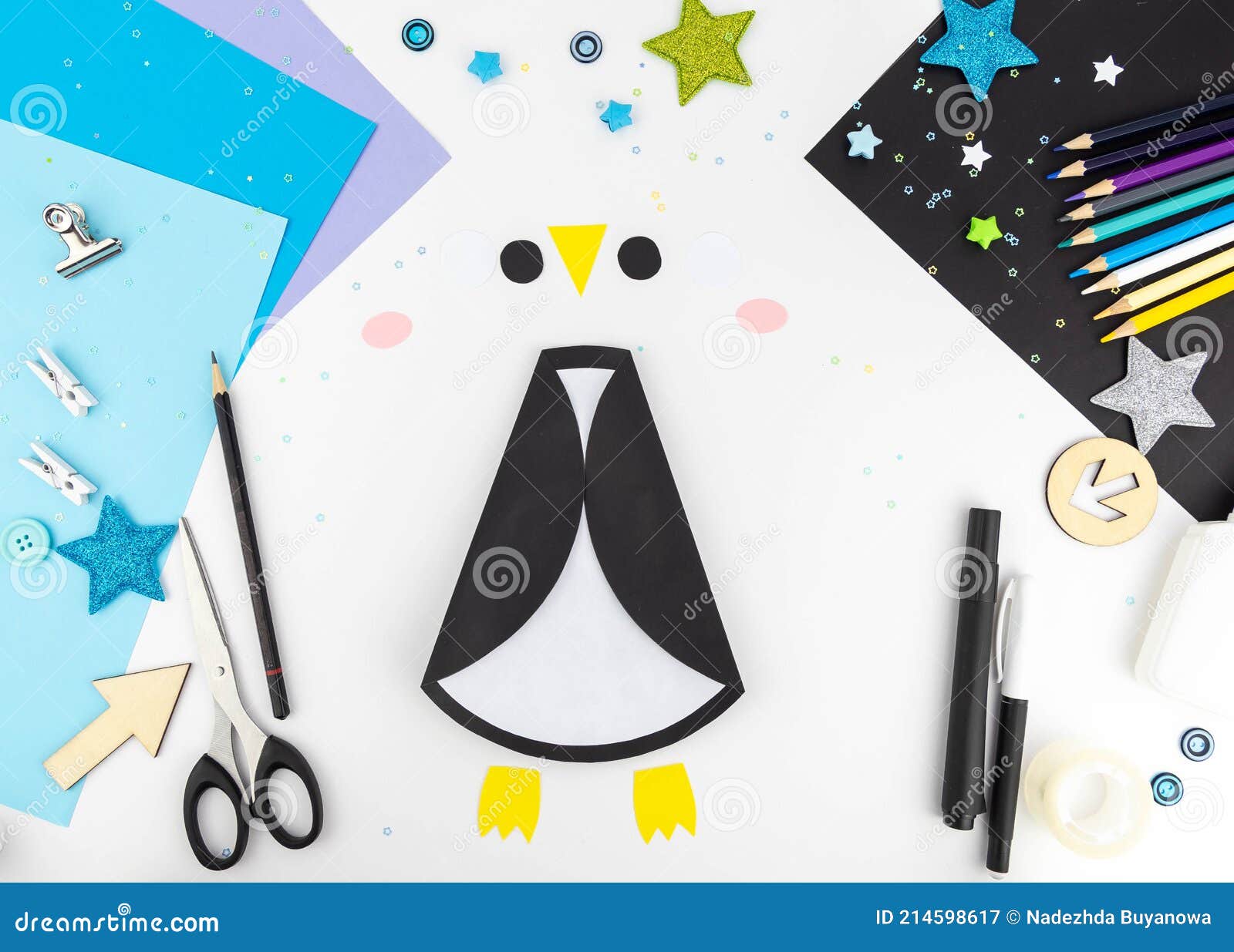 Step-by-step Instruction of Making a Penguin Out of Paper with Children ...