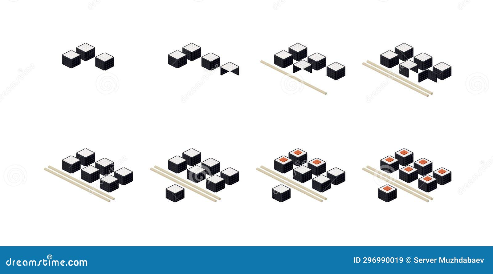 Step-by-step Instructions for Assembling a Sushi Set from Bricks ...
