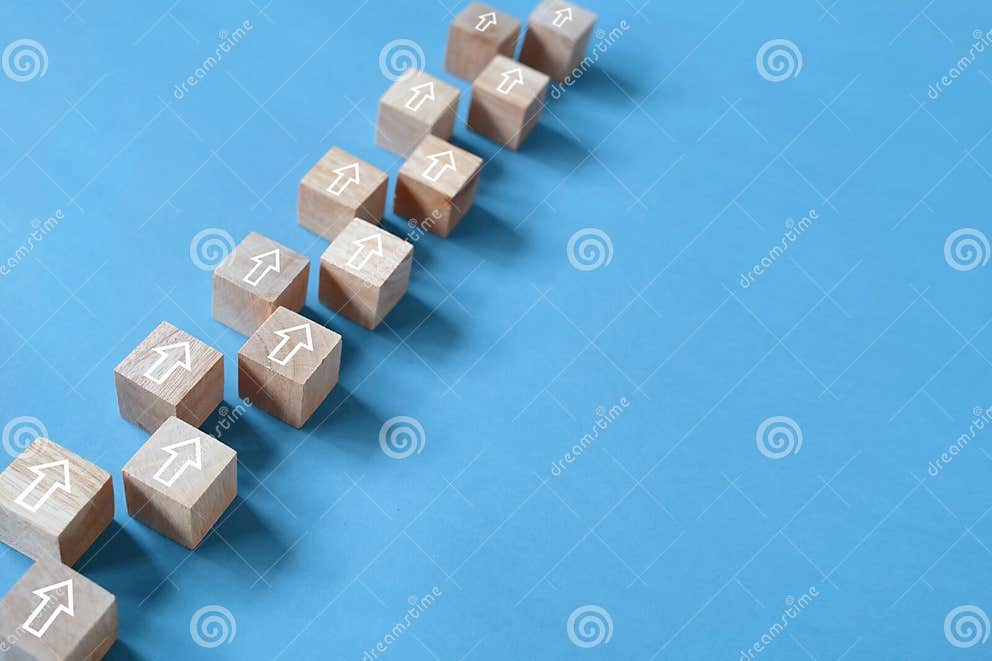 Step by Step Keep Forward Concept, Arrow Direction, Wooden Block on ...