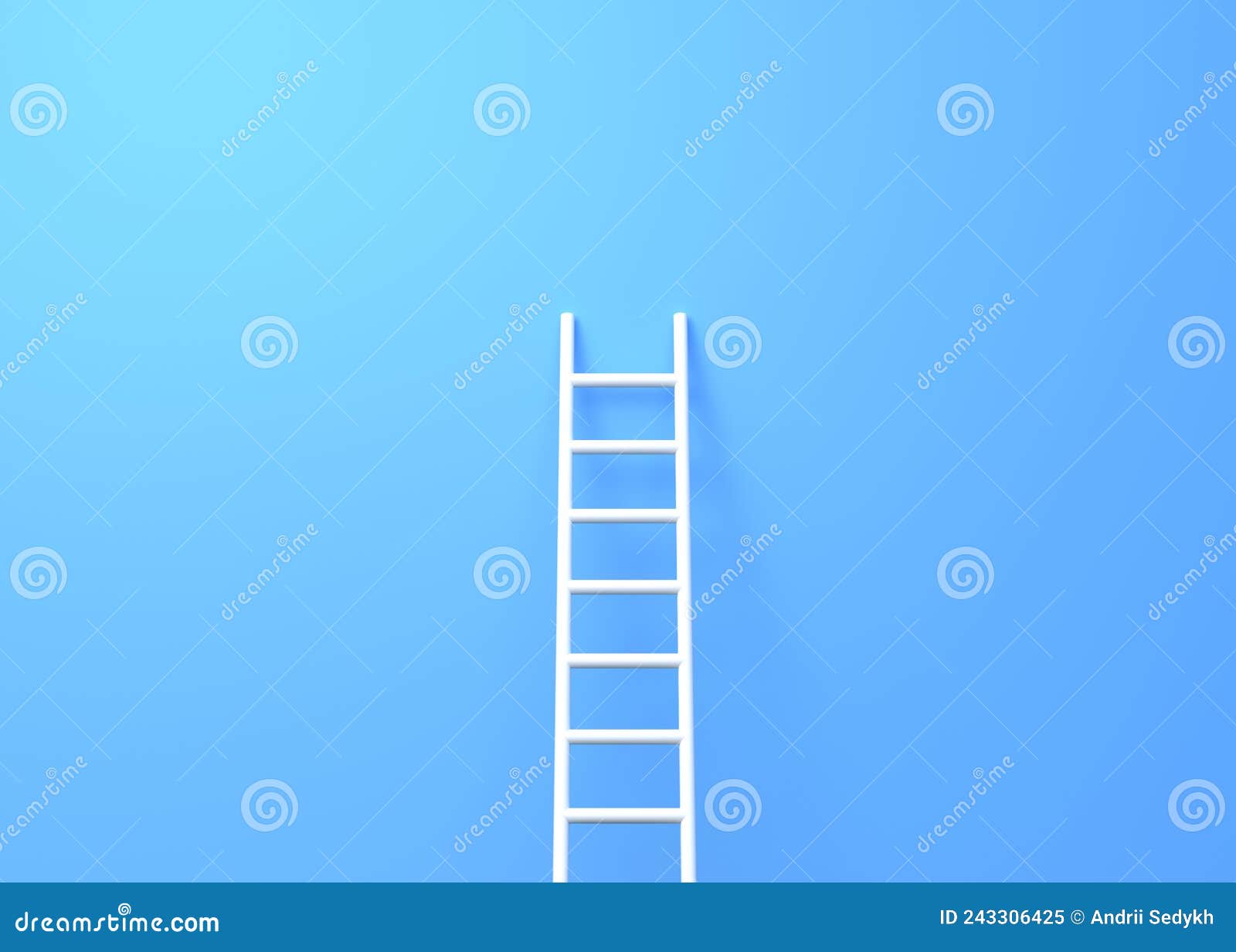 Step Ladder on a Blue Wall with Copy Space Stock Illustration ...