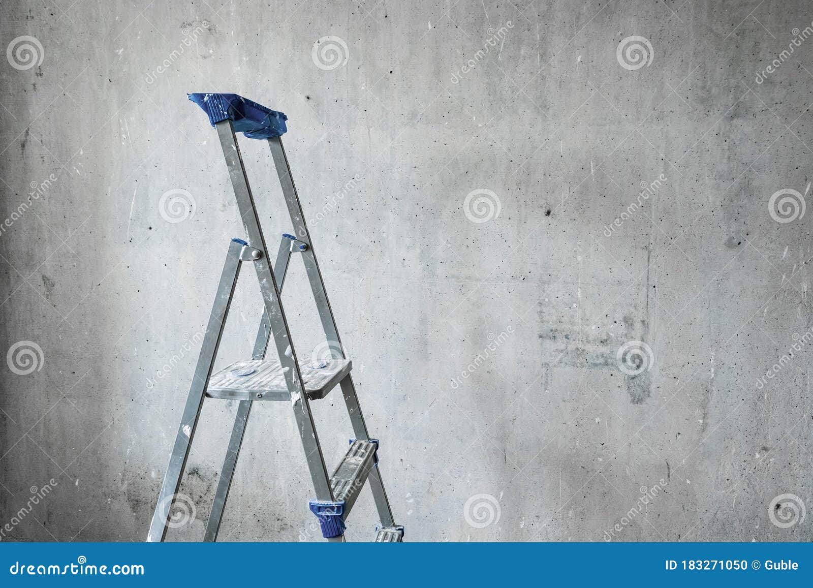 Step Ladder on Empty Concrete Wall Background Stock Photo - Image of ...