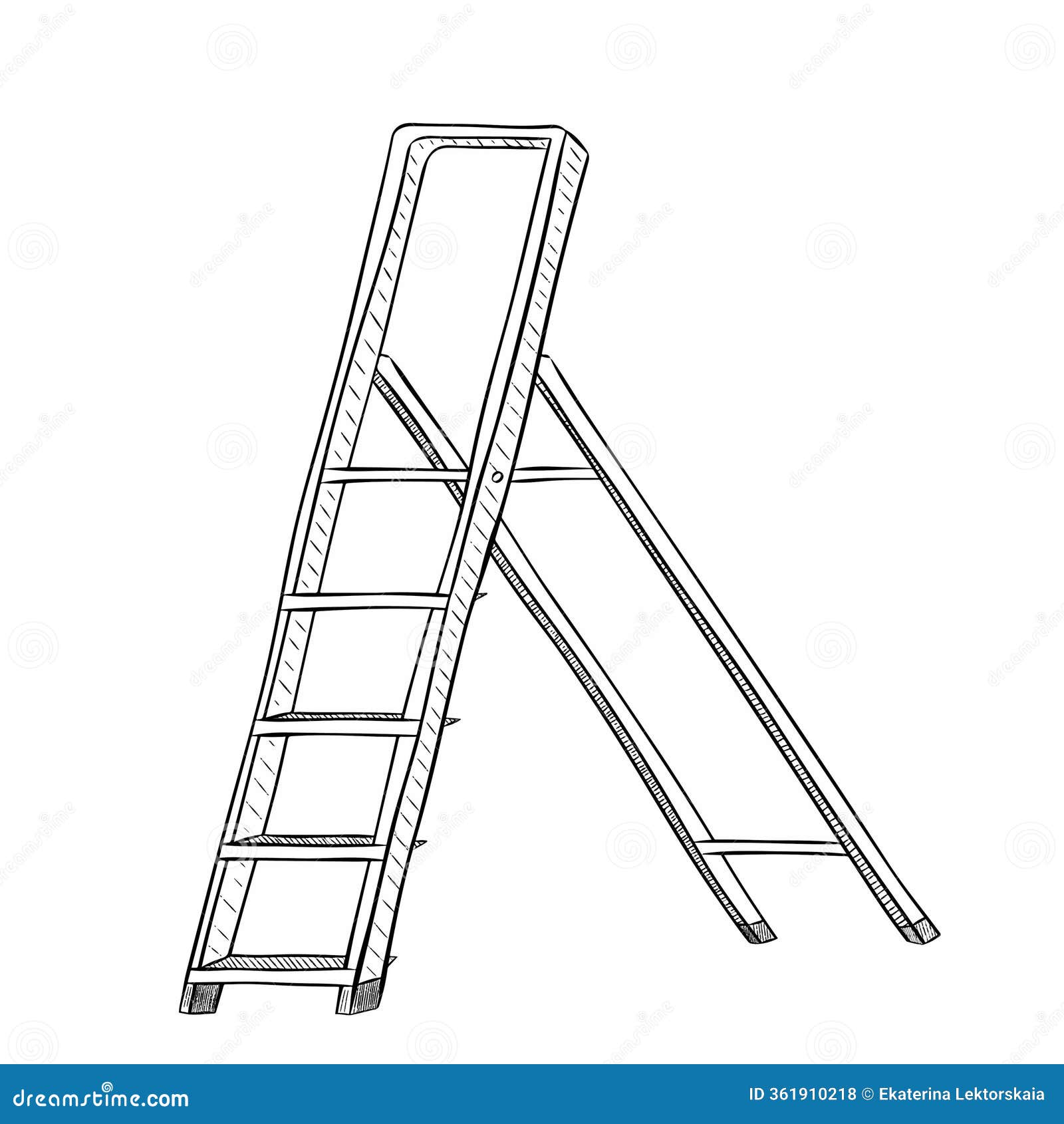 Step Ladder Graphic Line Vector Illustration, Isolated on Transparent ...