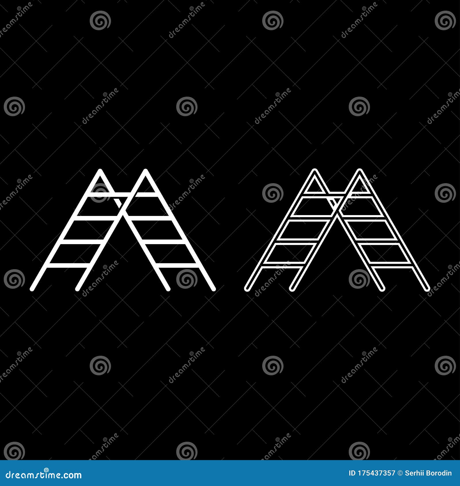 Step Ladder Icon Outline Set White Color Vector Illustration Flat Style ...