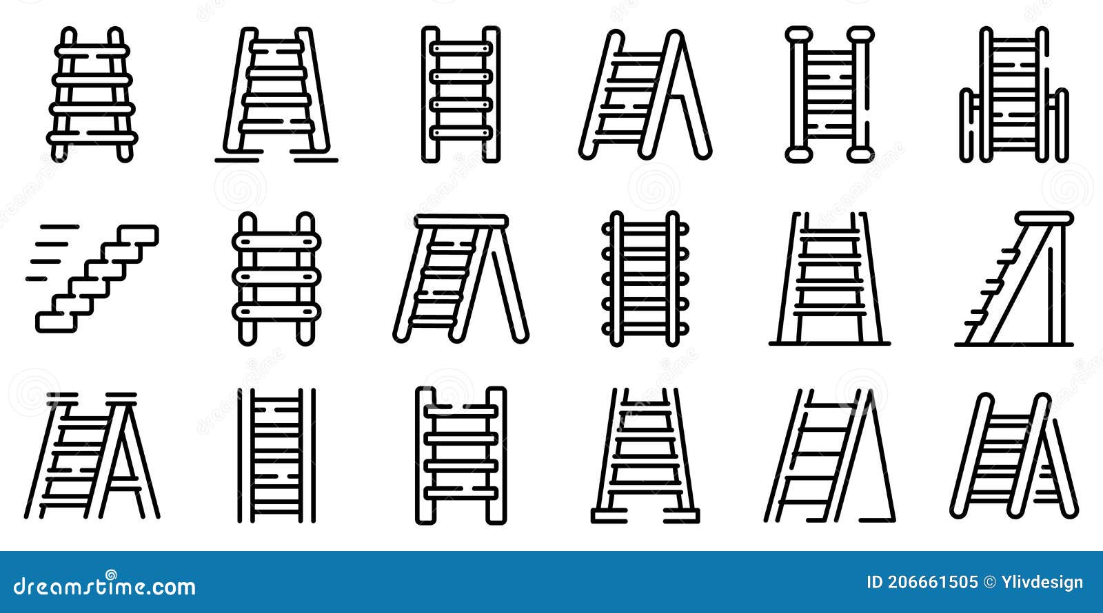 Step Ladder Icons Set, Outline Style Stock Illustration - Illustration ...