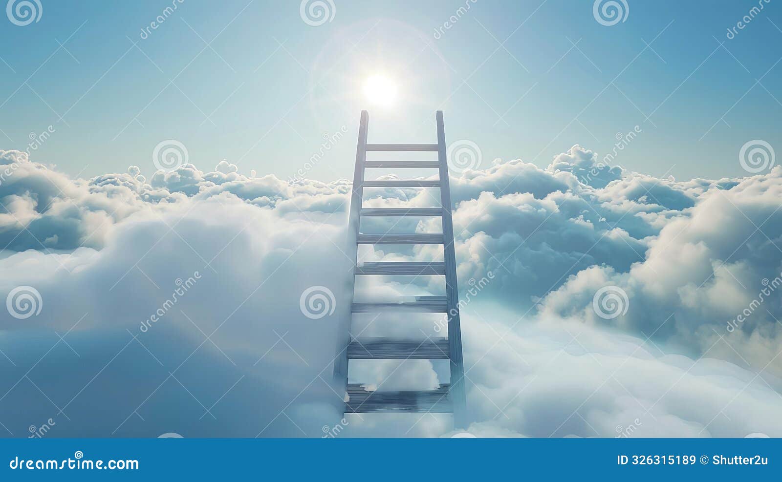 Step Ladder Leading Into The Clouds Symbolizing Growth And Future ...