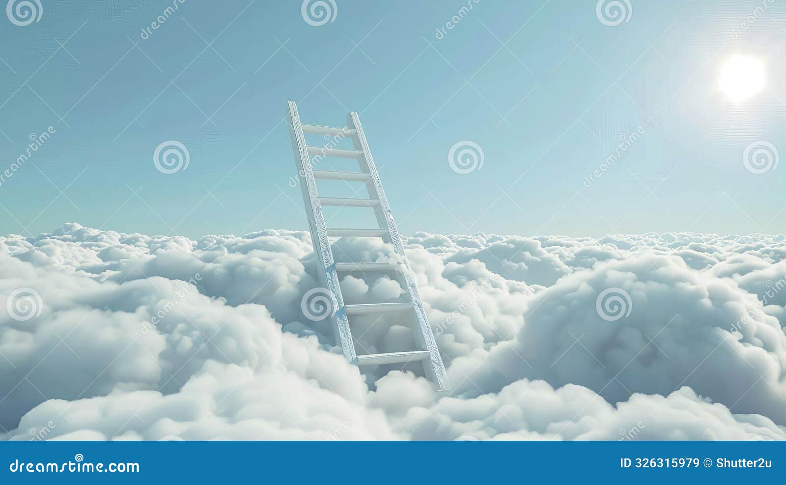 Step Ladder Leading into the Clouds Symbolizing Growth and Future ...