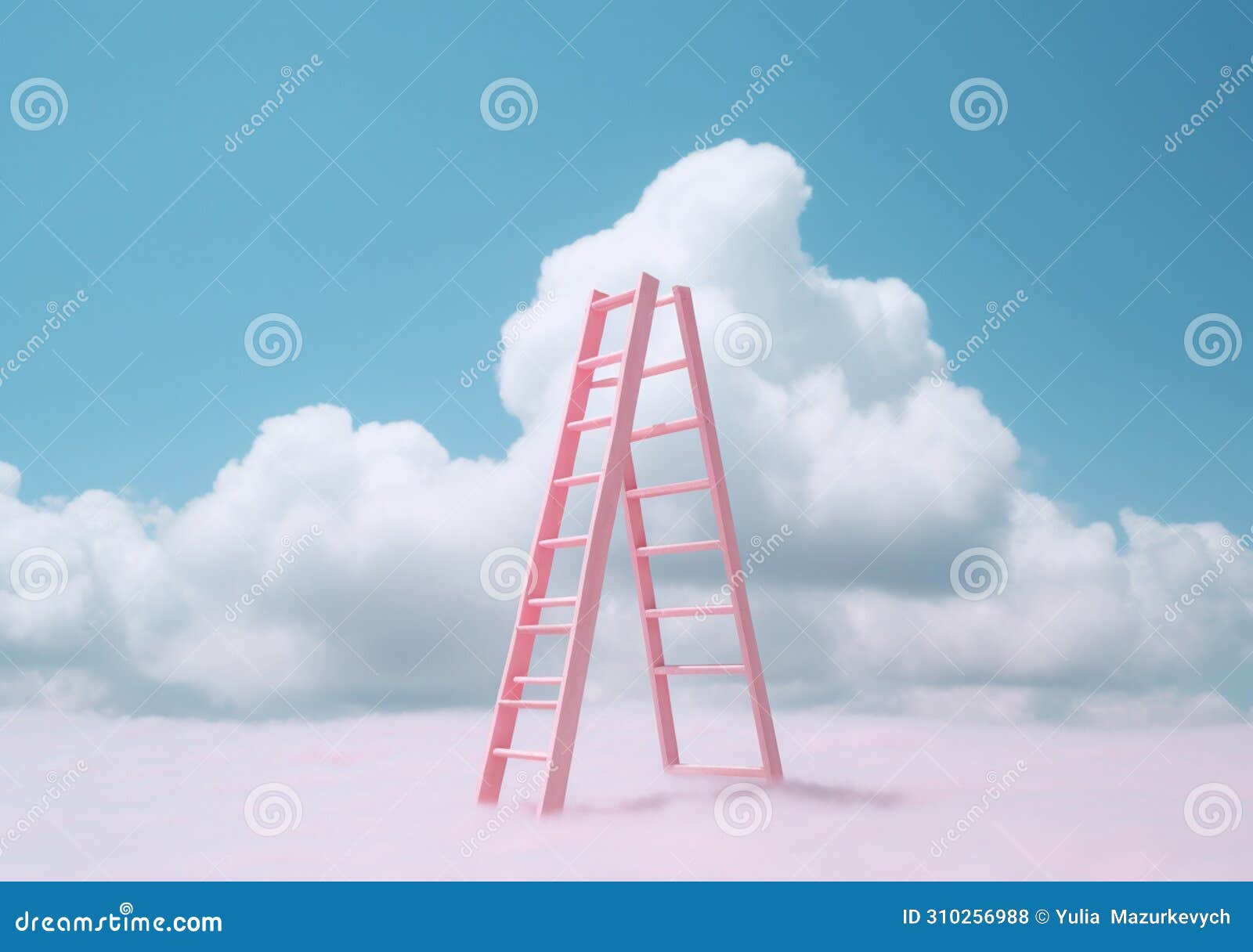 Step Ladder Leading To Clouds . Growth, Future, Development Concept. AI ...
