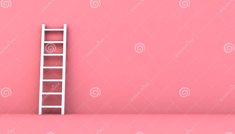 Step ladder on a pink wall stock illustration. Illustration of ...