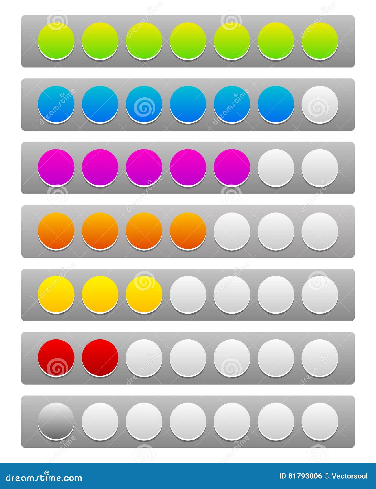 Step, Level, Progress Indicator with 7 Units Stock Vector ...