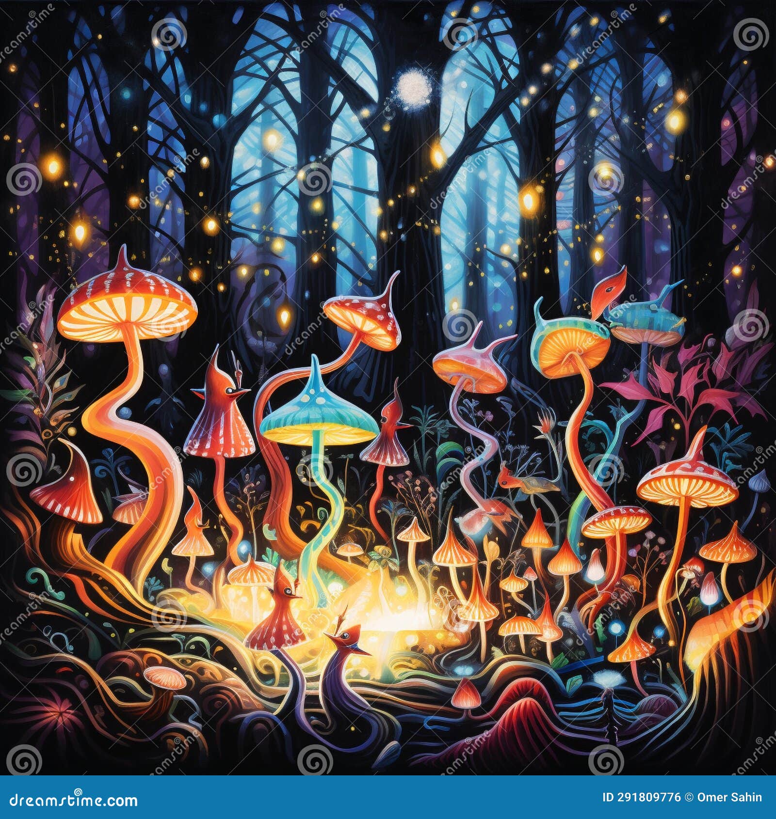 Whimsical Creatures Dancing in an Enchanted Forest Stock Photo - Image ...
