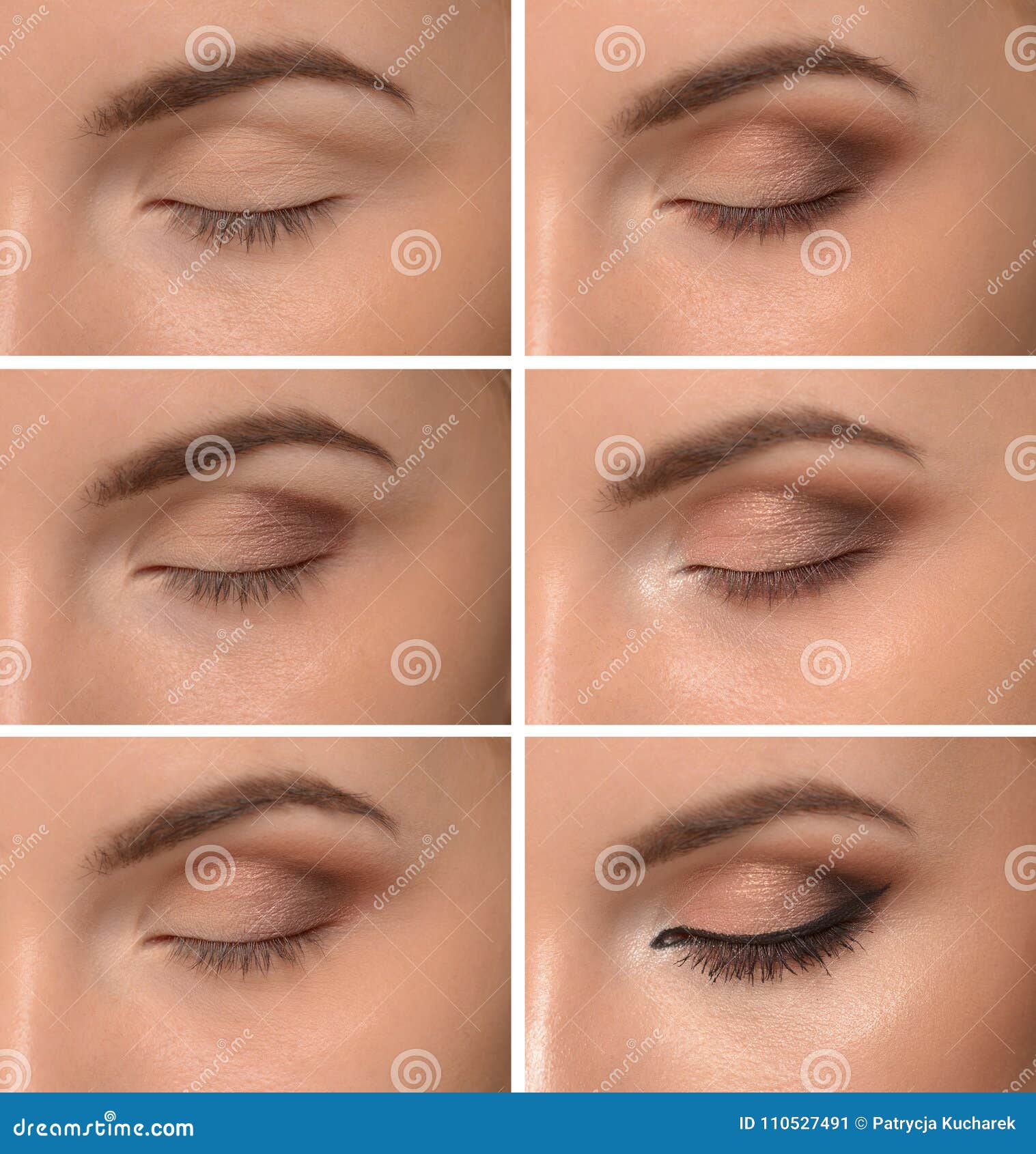 Step by step make-up eyes stock image. Image of style - 110527491