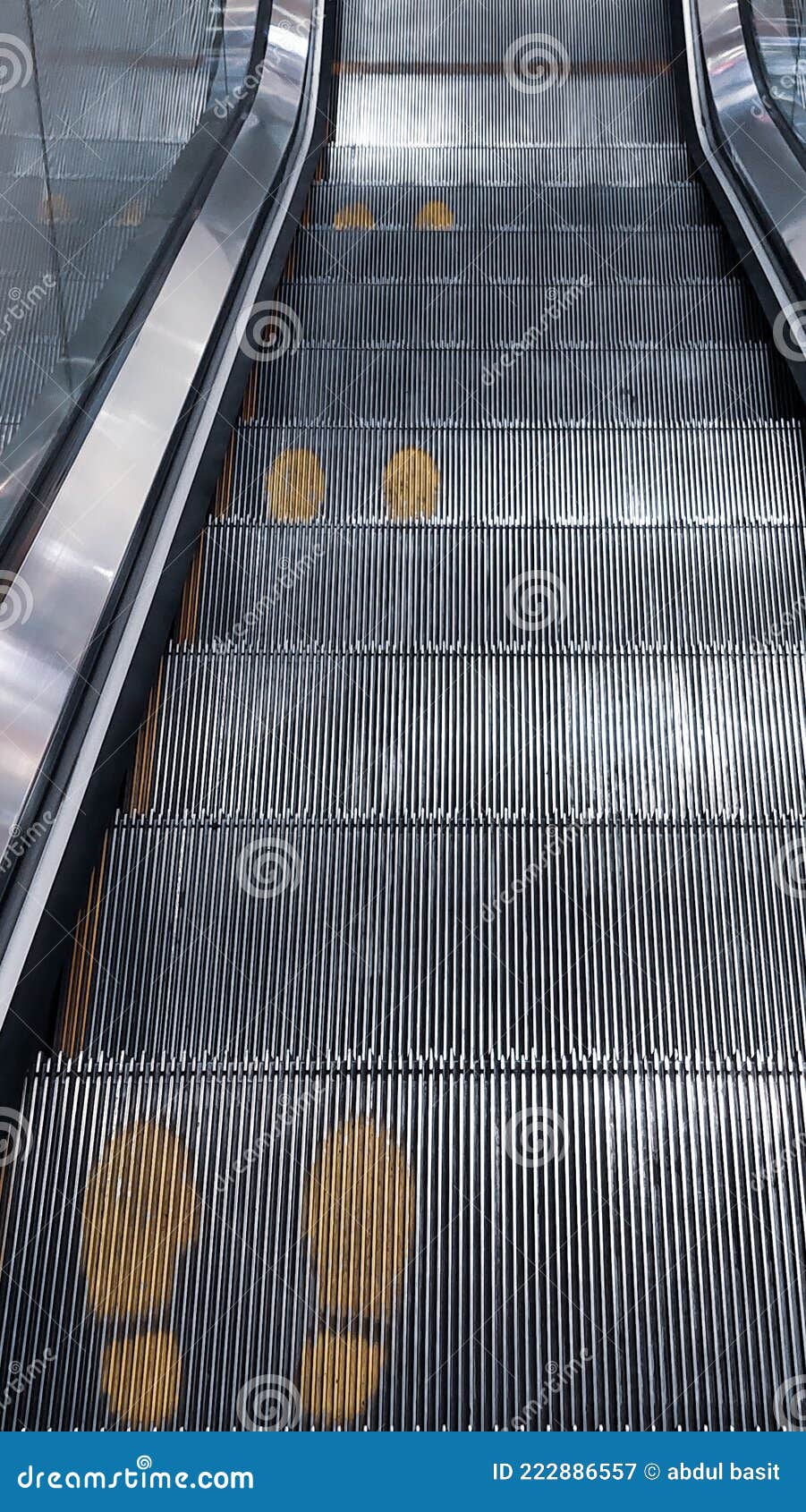 Step Mark on Escalator for Physical Diatancing Purpose Stock Image ...
