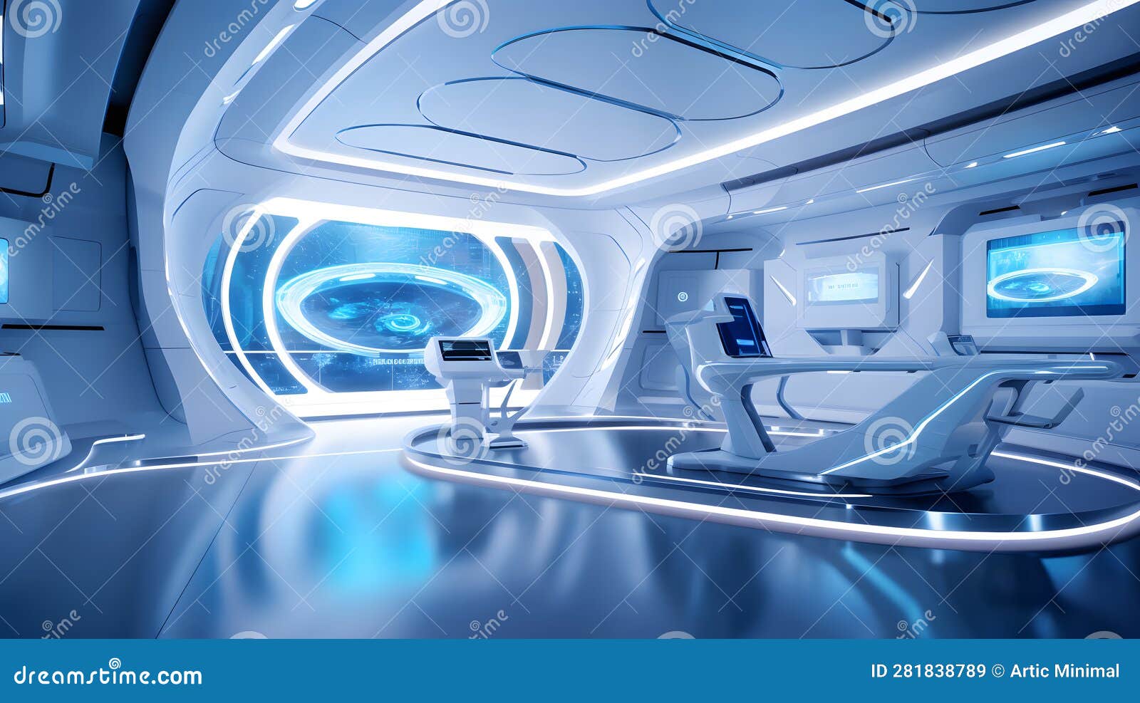 Futuristic Space with Advanced Technology System and Sleek Interior ...