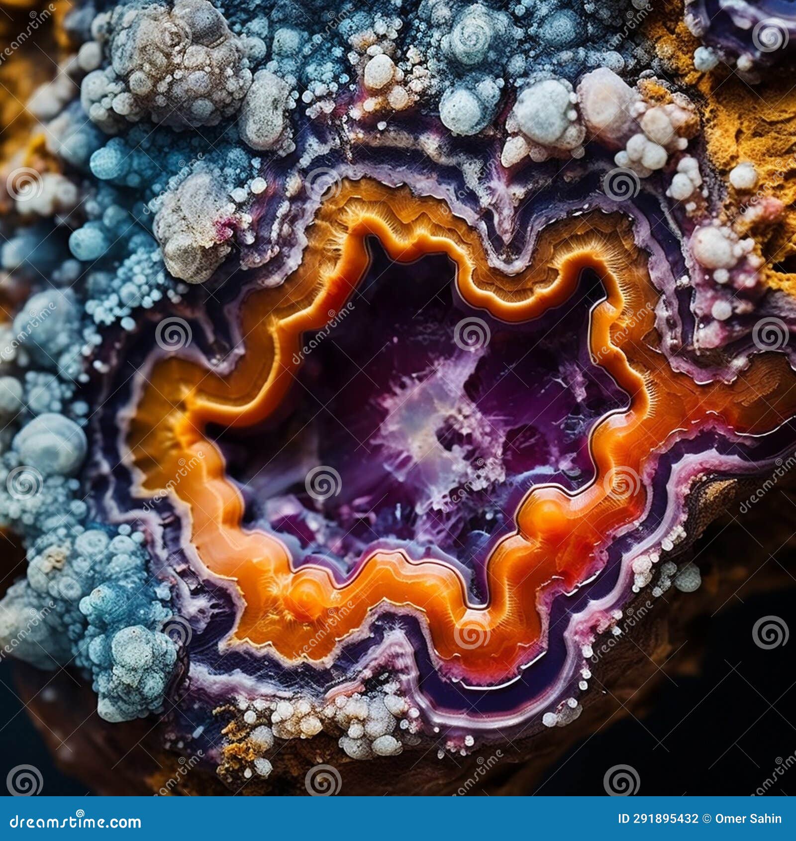 Macroscopic View Inside a Geode with Vibrant Crystal Formations Stock ...