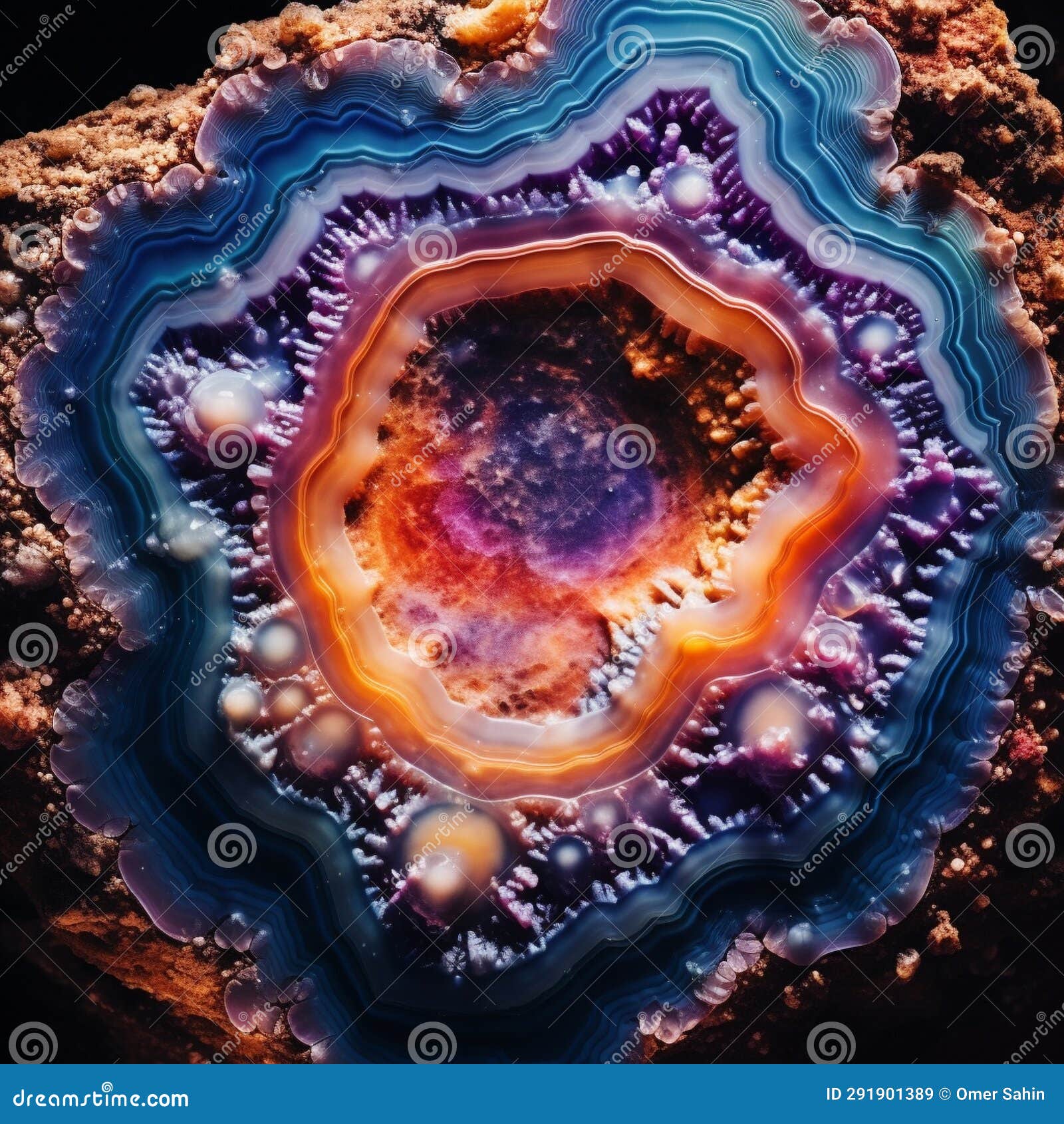 Macroscopic View Inside a Geode with Vibrant Crystal Formations Stock ...
