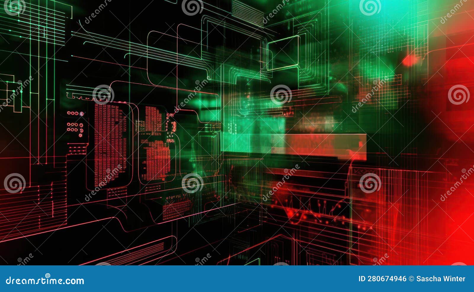 Emerald Illumination: Unveiling The Technological Symphony Stock Image ...