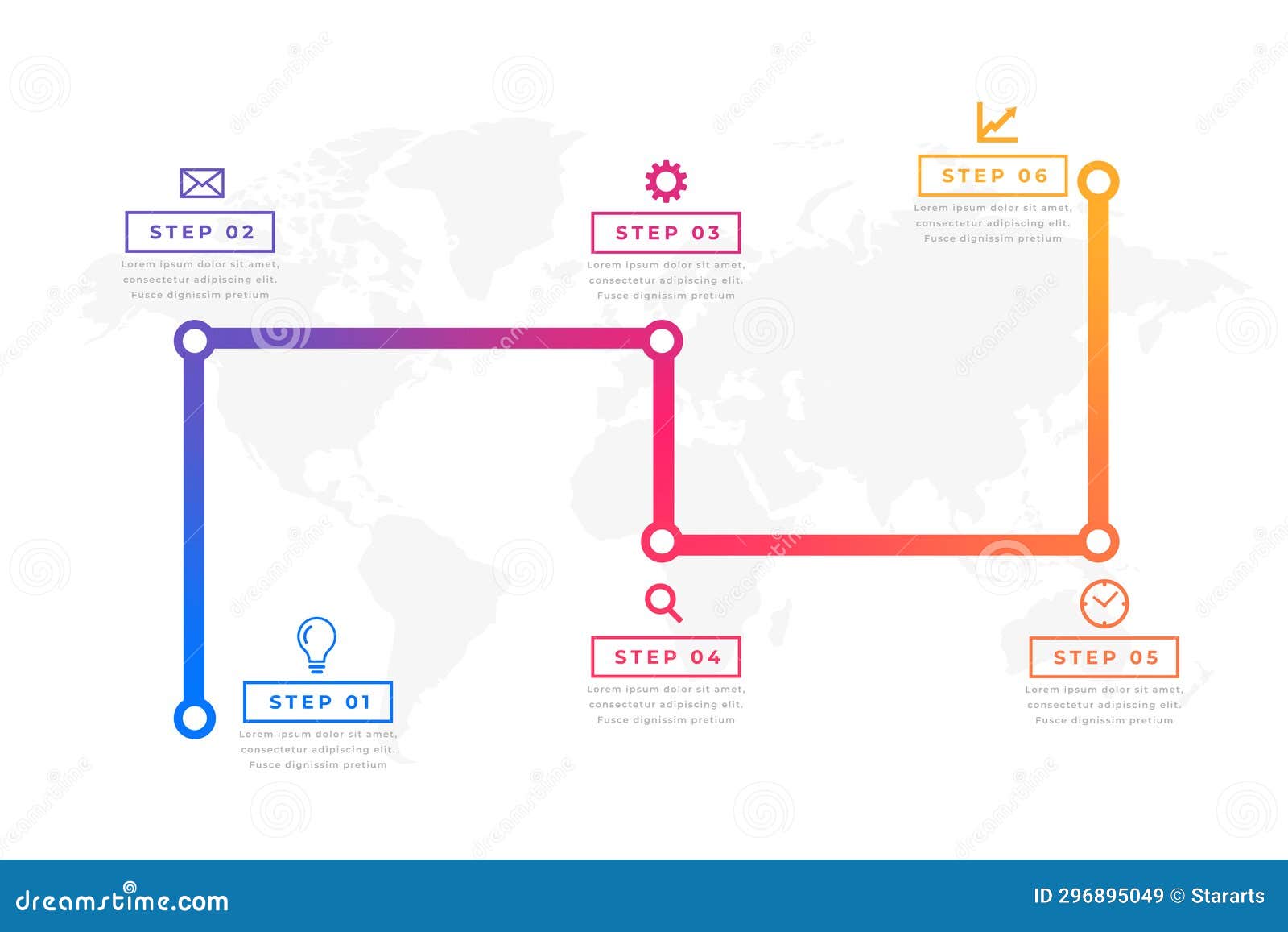 6 Step Milestone Route Map Layout with Execution Plan Stock Vector ...