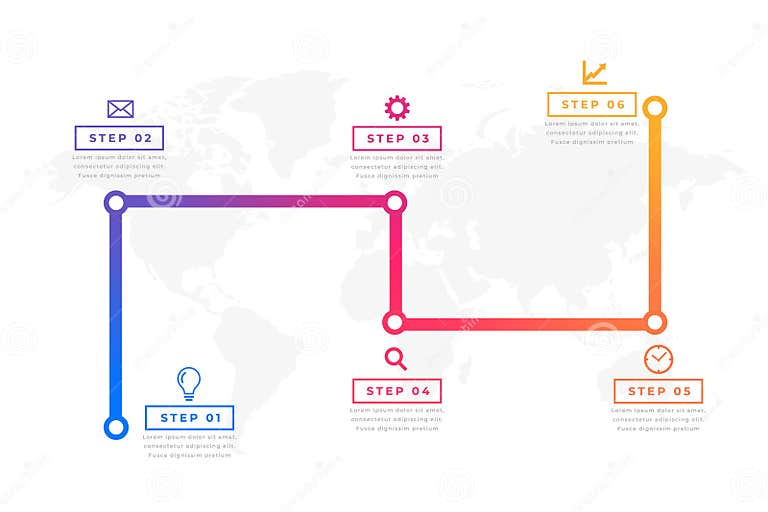 6 Step Milestone Route Map Layout with Execution Plan Stock Vector ...
