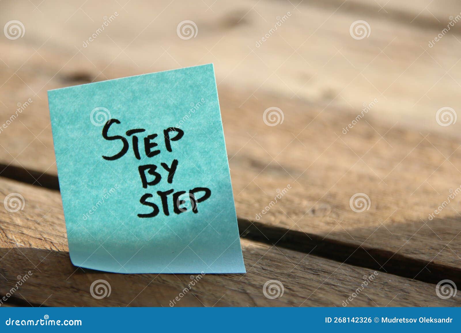Step by Step. Motivational Quotes. the Inscription on the Blue Tag ...