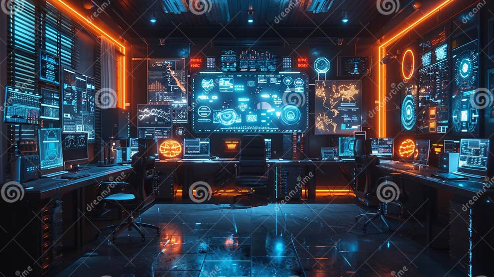 Command Center Chronicles: Navigating the Digital Frontier from a High-Tech Hub Stock ...
