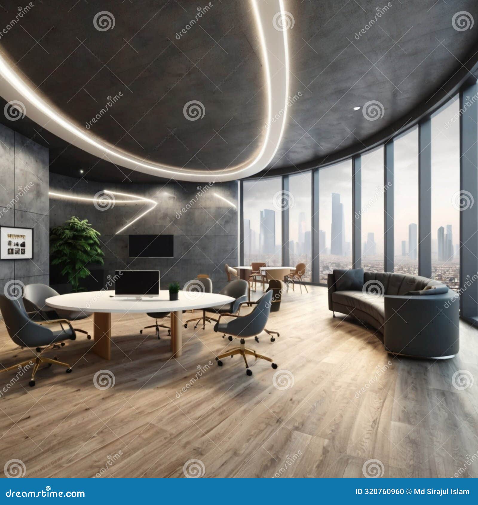 Modern 360° Virtual Reality Office: a 3D Architectural Marvel Stock ...